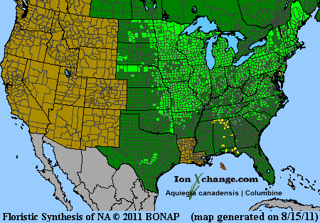 AQUILEGIA CANADENSIS | Columbine Range Map